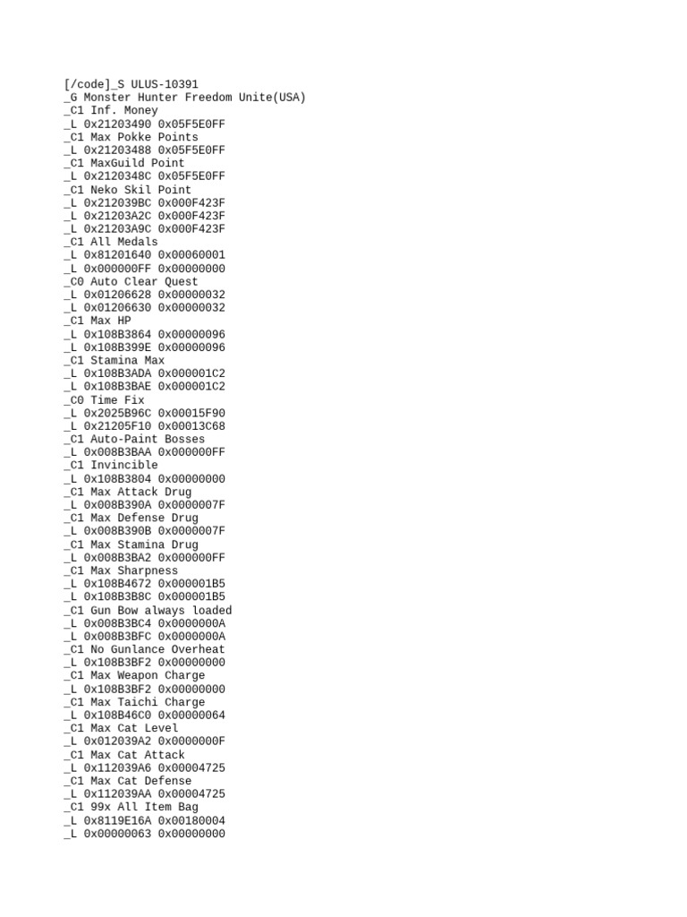 Mhfu Cheat | PDF | Computers