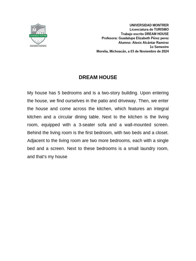 Dream House Description and Layout | PDF