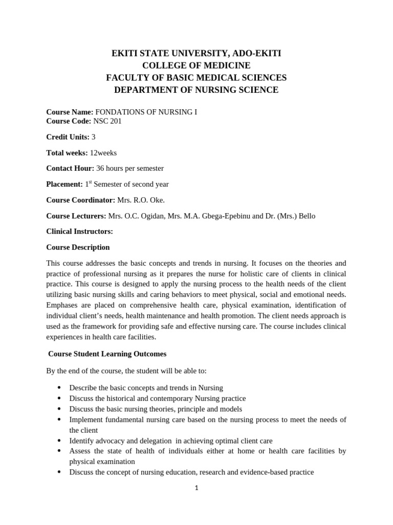 FON Course Content-1 | PDF | Nursing | Health Care