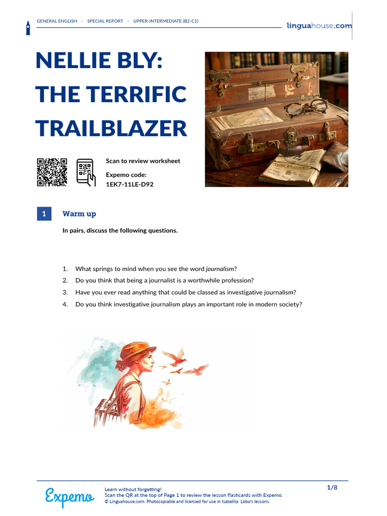 Nellie Bly The Terrific Trailblazer British English Student B2 C1 | PDF ...