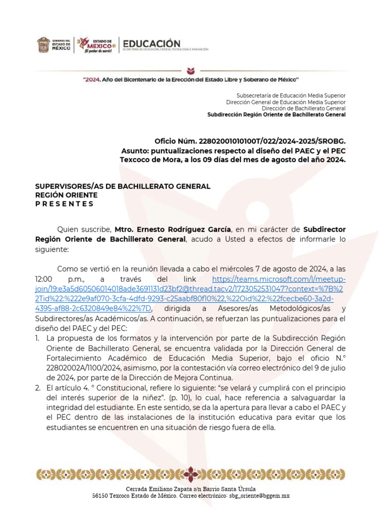 Puntualizaciones Sobre El PAEC y PEC | PDF