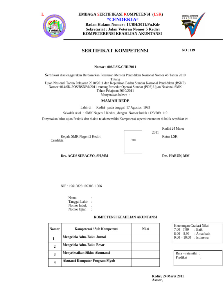 Sertifikat Ujikom | PDF