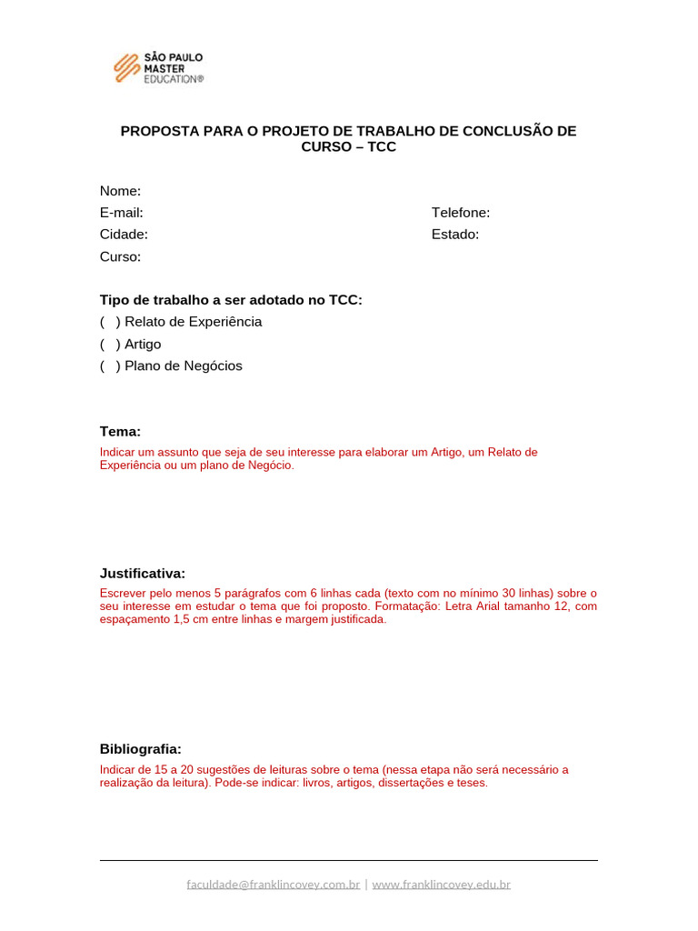 Proposta para Projeto de TCC | PDF