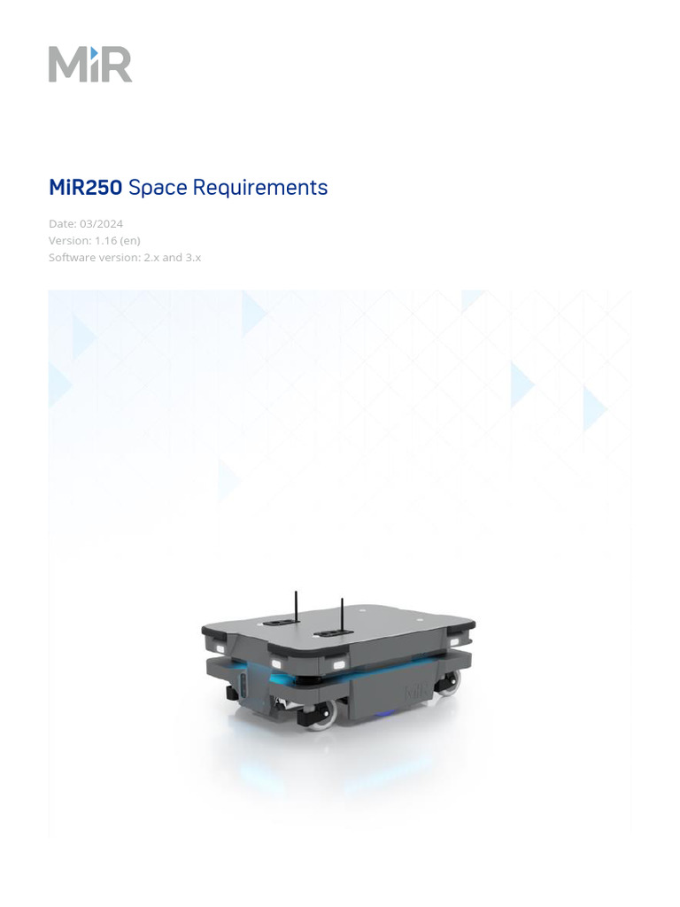 MiR250 Space Requirements 1.16 - en | PDF | Robot | Robotics