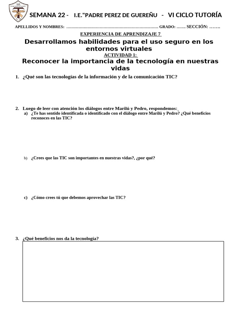 Michael Huamani - Tuto-Sem22-EdA - 7-Act - 1-EVIDENCIA-Reconocemos La Importancia de La ...