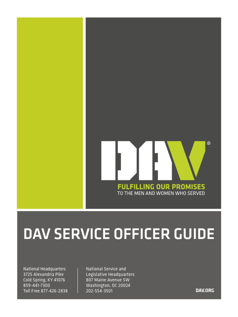 DAV Service Officer Benefits Guide | PDF | Military Discharge | Veteran
