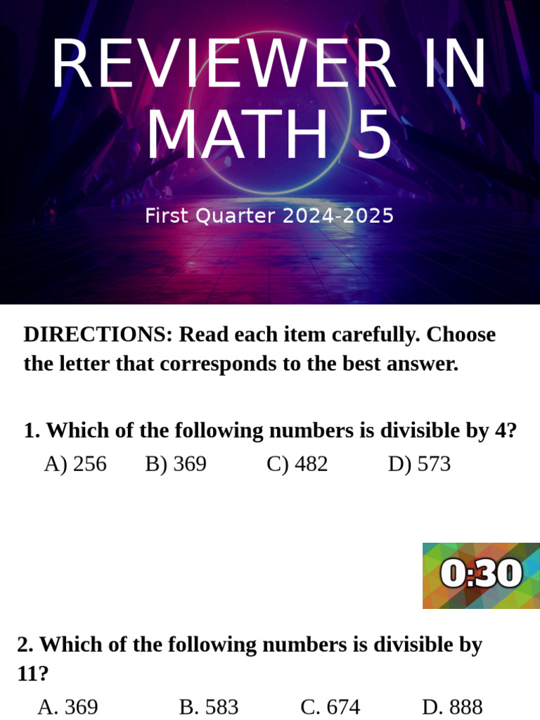 Reviewer Math 5 QTR 1 | PDF | Arithmetic | Foods