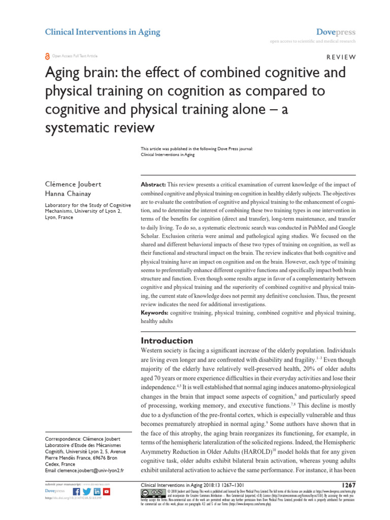 Aging Brain - The Effect of Combined Cognitive and Physical Training On Cognition | PDF ...