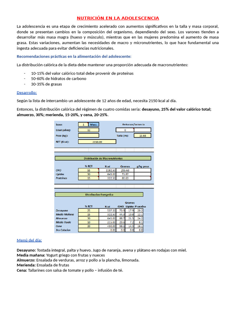 Nutrición en La Adolescencia | PDF | Salud y bienestar