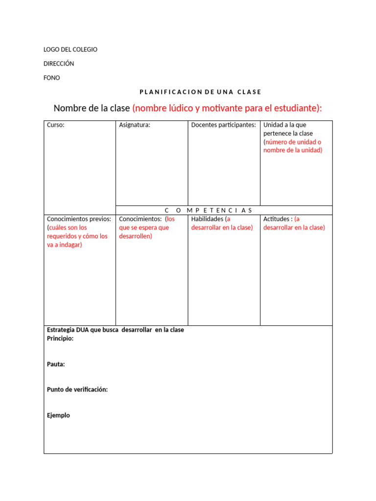 Modelo de Planificacion de Una Clase | PDF