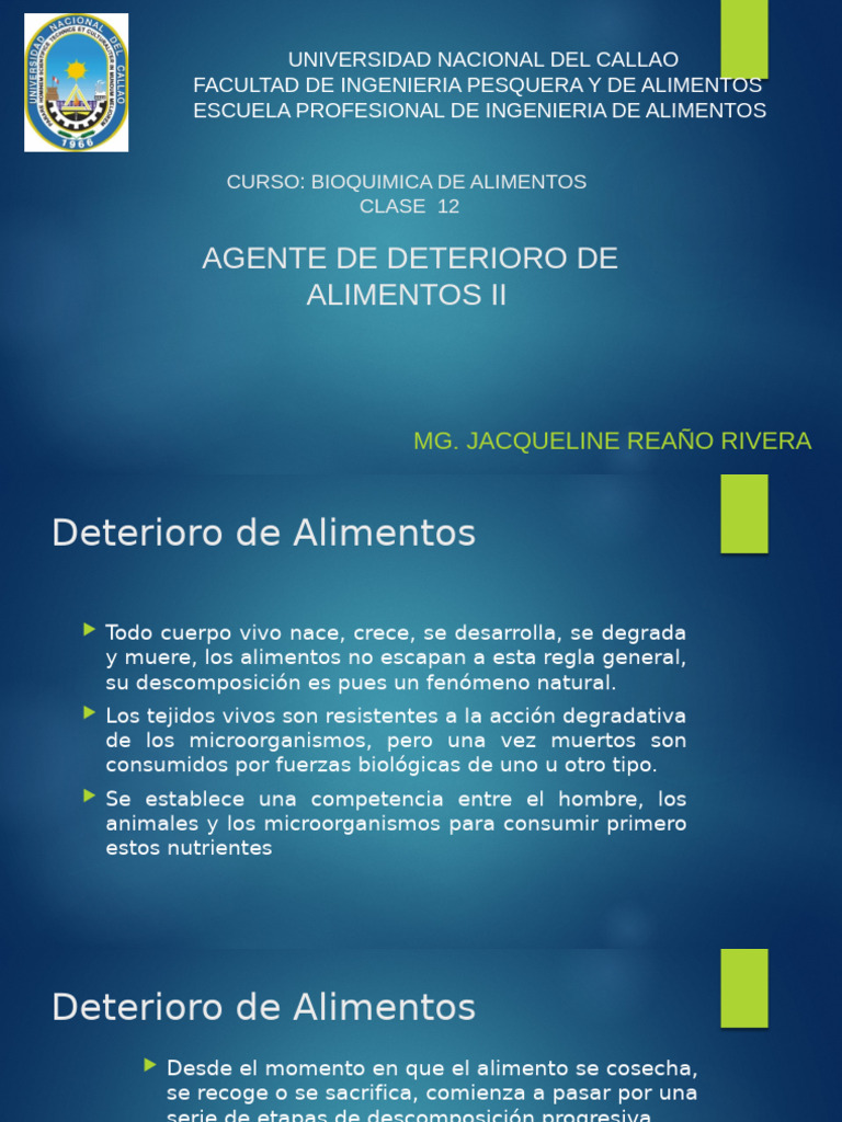Clase Agente de Deterioro de Alimentos II | PDF | Alimentos | Enzima