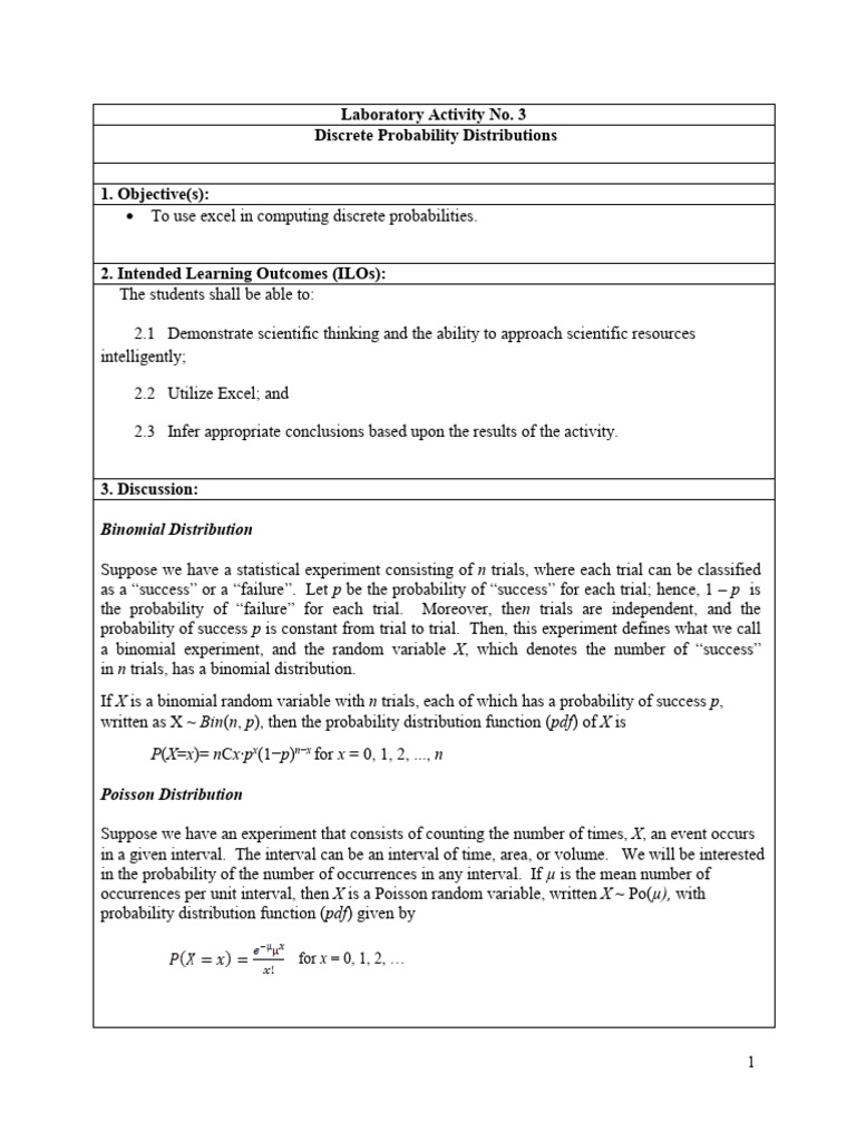 Laboratory Activity 3 | PDF | Probability Distribution | Probability Density Function