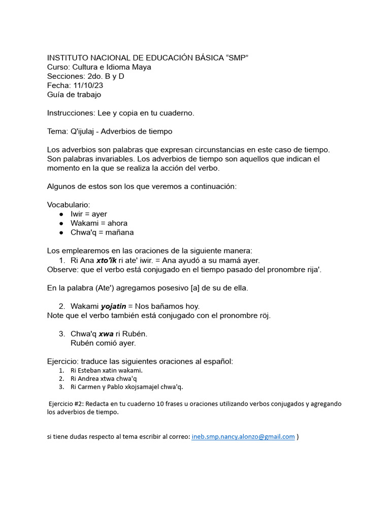 2ºB, D - Maya - Profa Nancy Alonzo | PDF | Artes del Lenguaje y ...