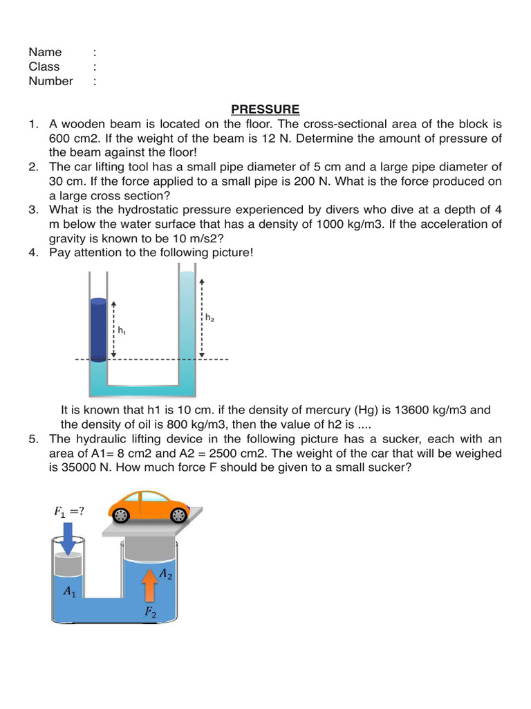 Pressure Class 9 | PDF | Science & Mathematics | History