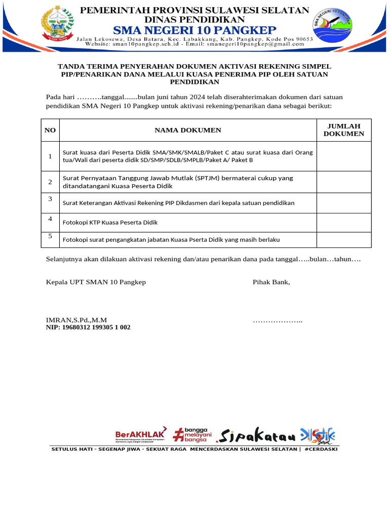 Tanda Terima Penyerahan Dokumen 02 Tahap Nom 13 2024 | PDF ...