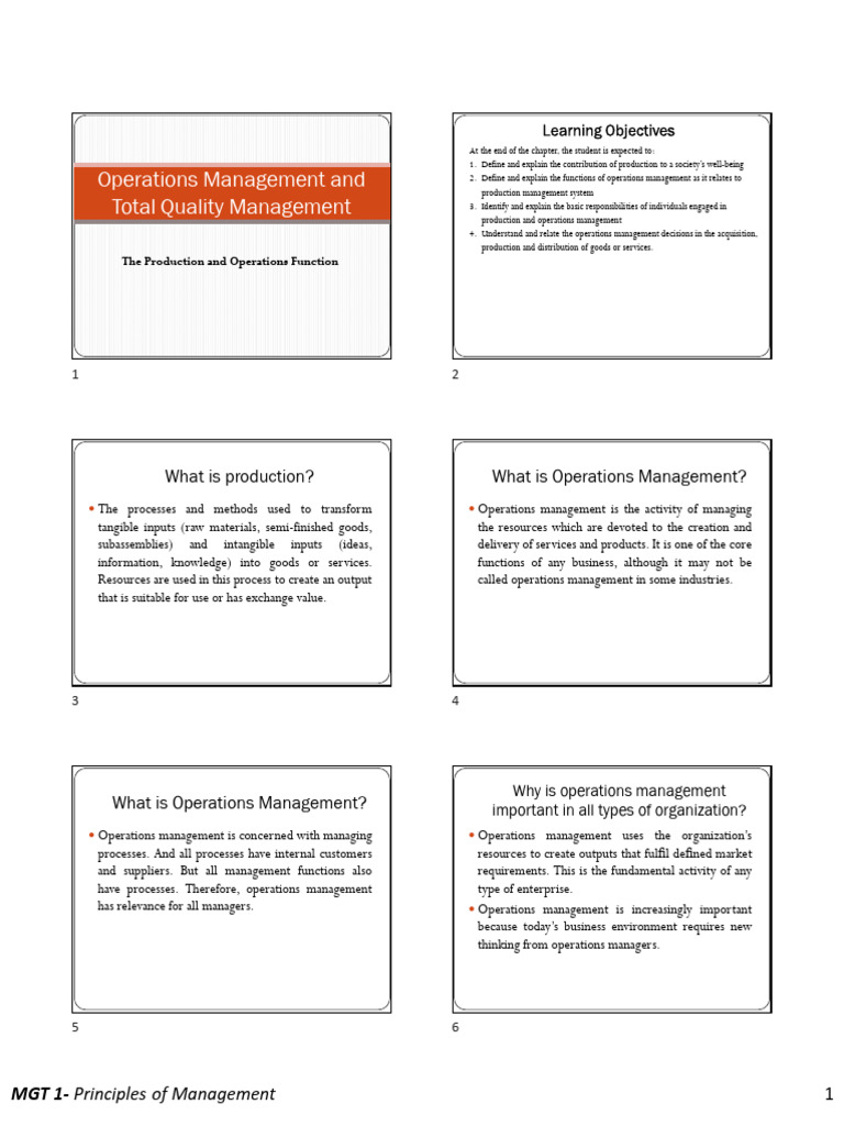 Operations Management Essentials Guide | PDF | Operations Management ...