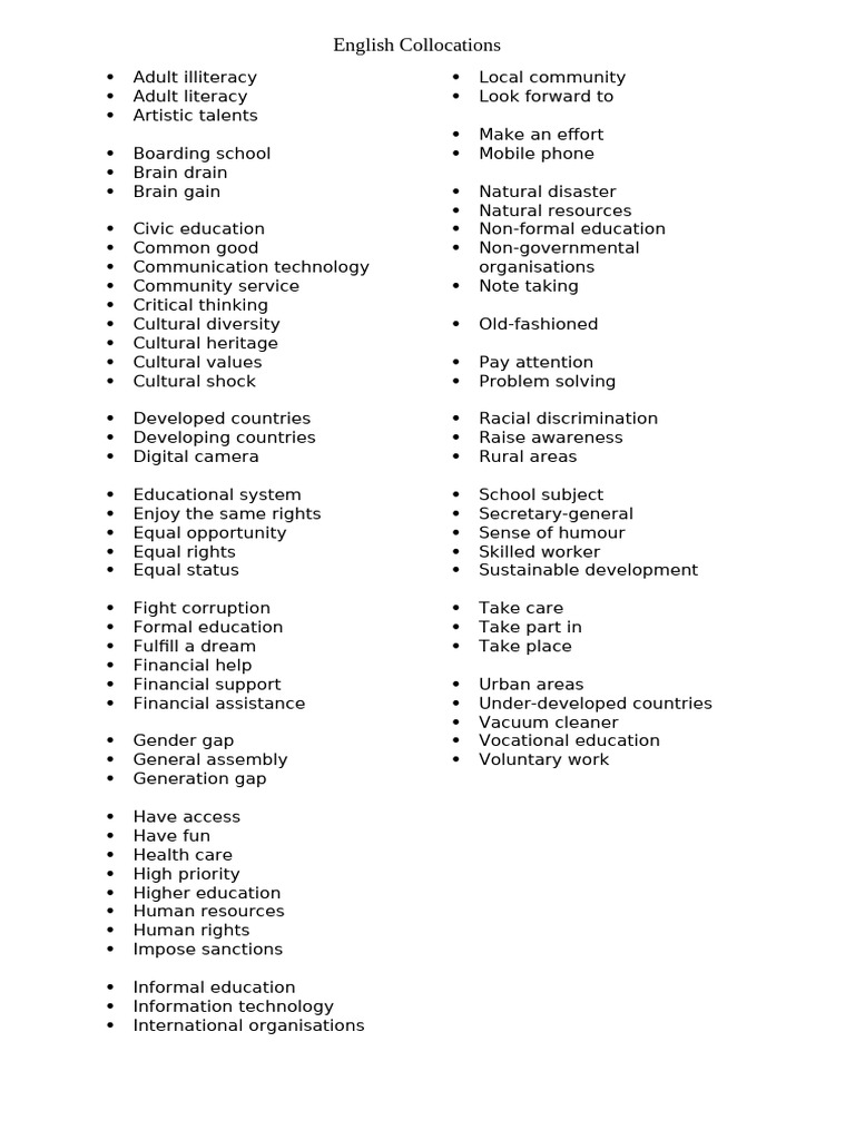 2 Bac collocations | PDF