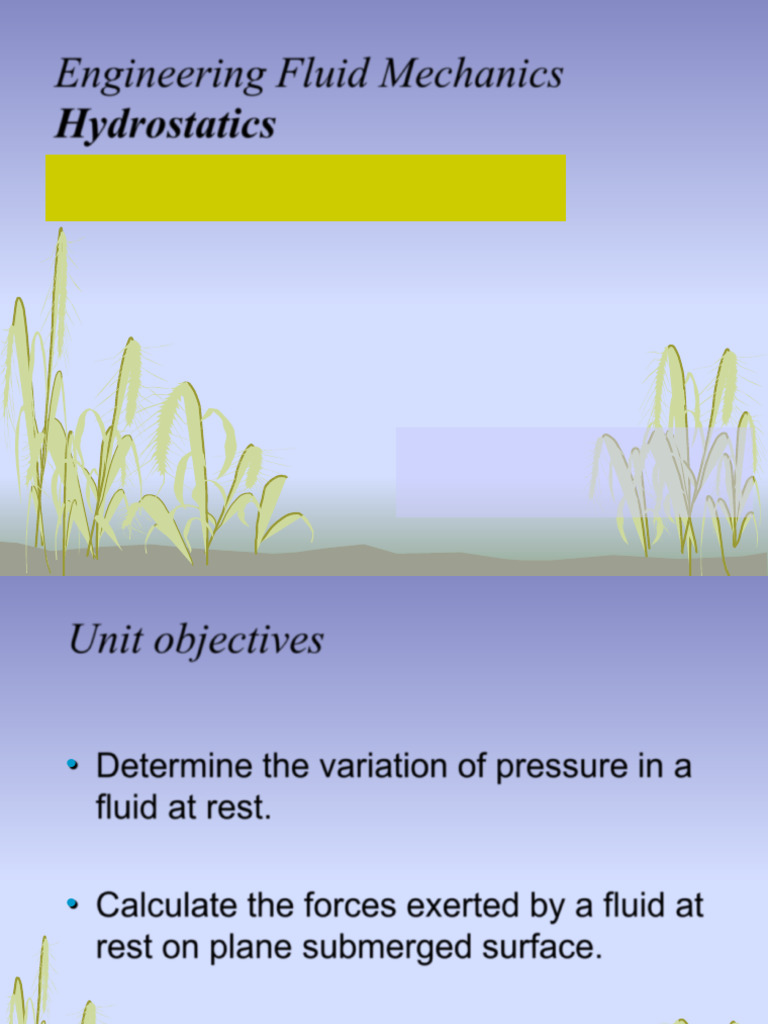 Apply Hydrostatic Principles To Fluid Forces, Pressures, Stability and Buoyancy - Part 1 | PDF ...
