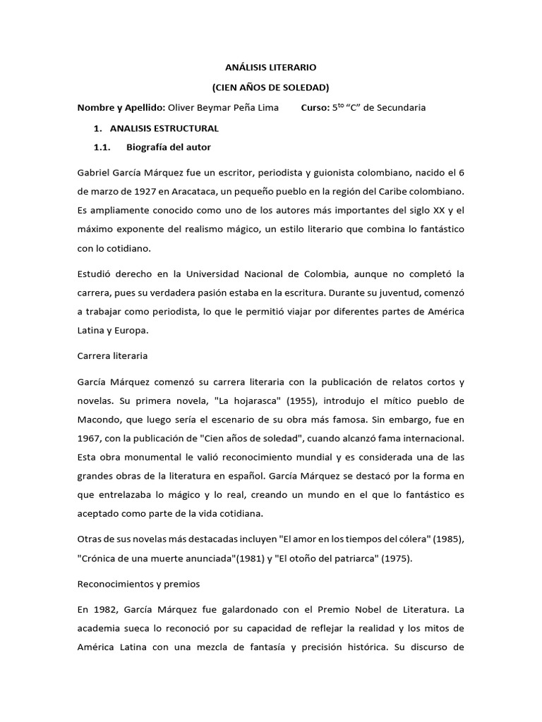 Analisis de Beymar | PDF | Gabriel García Márquez