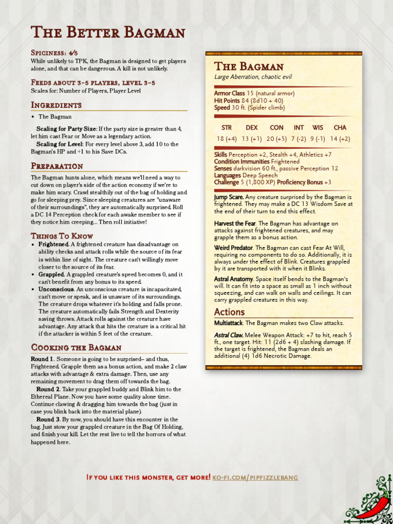 The Better Bagman - GM Binder | PDF