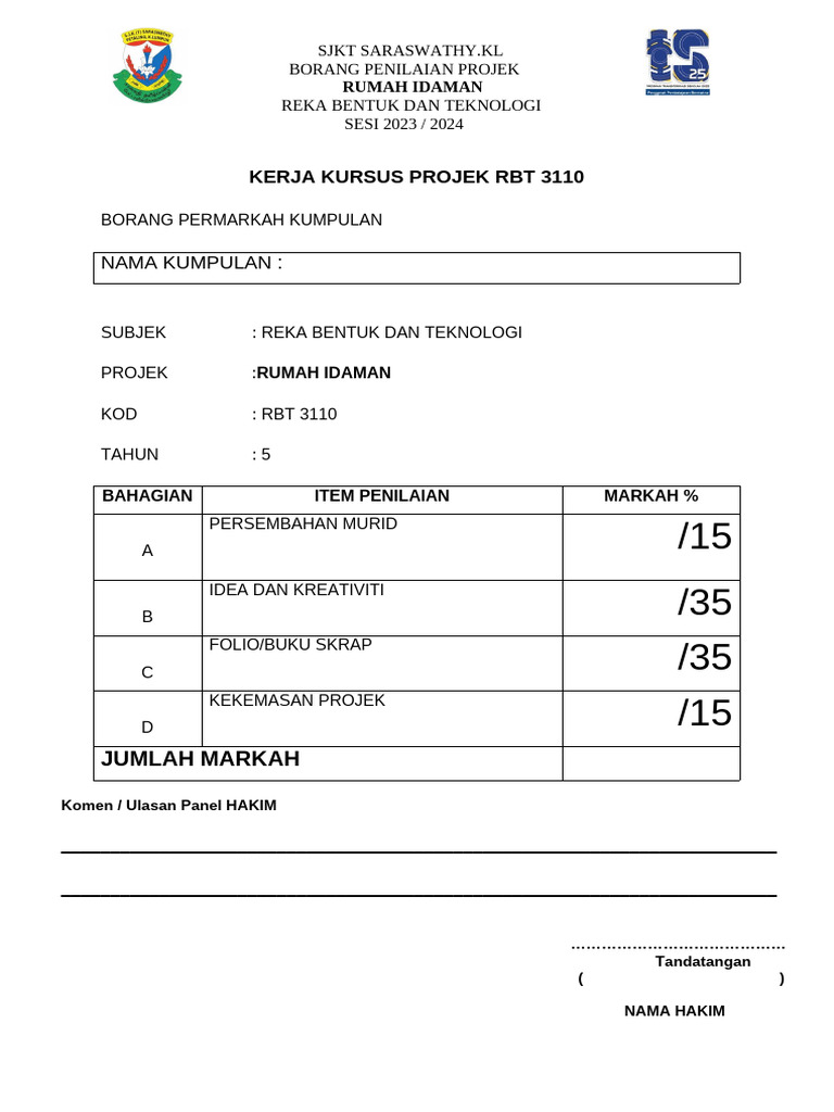 Borang Penilaian RBT | PDF