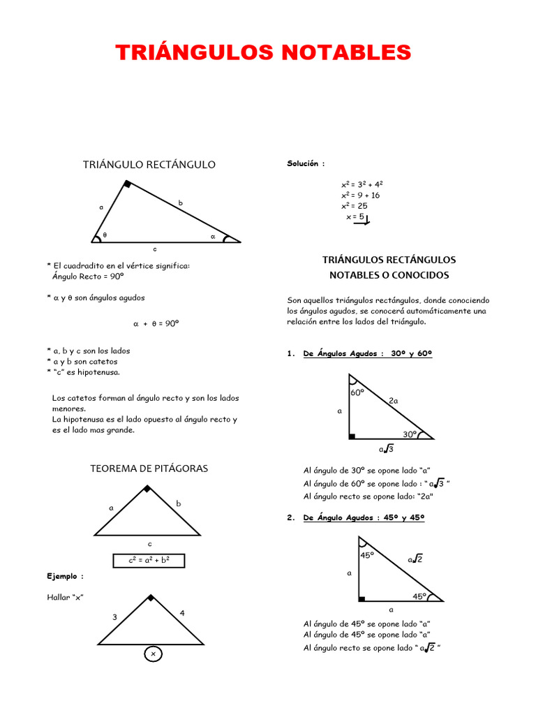 Triangulos Notables | PDF | Triángulo | Matemática Elemental