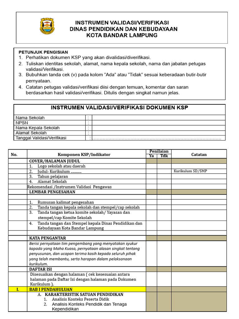 Instrumen Validasi Kurikulum | PDF | Karier & Perkembangan