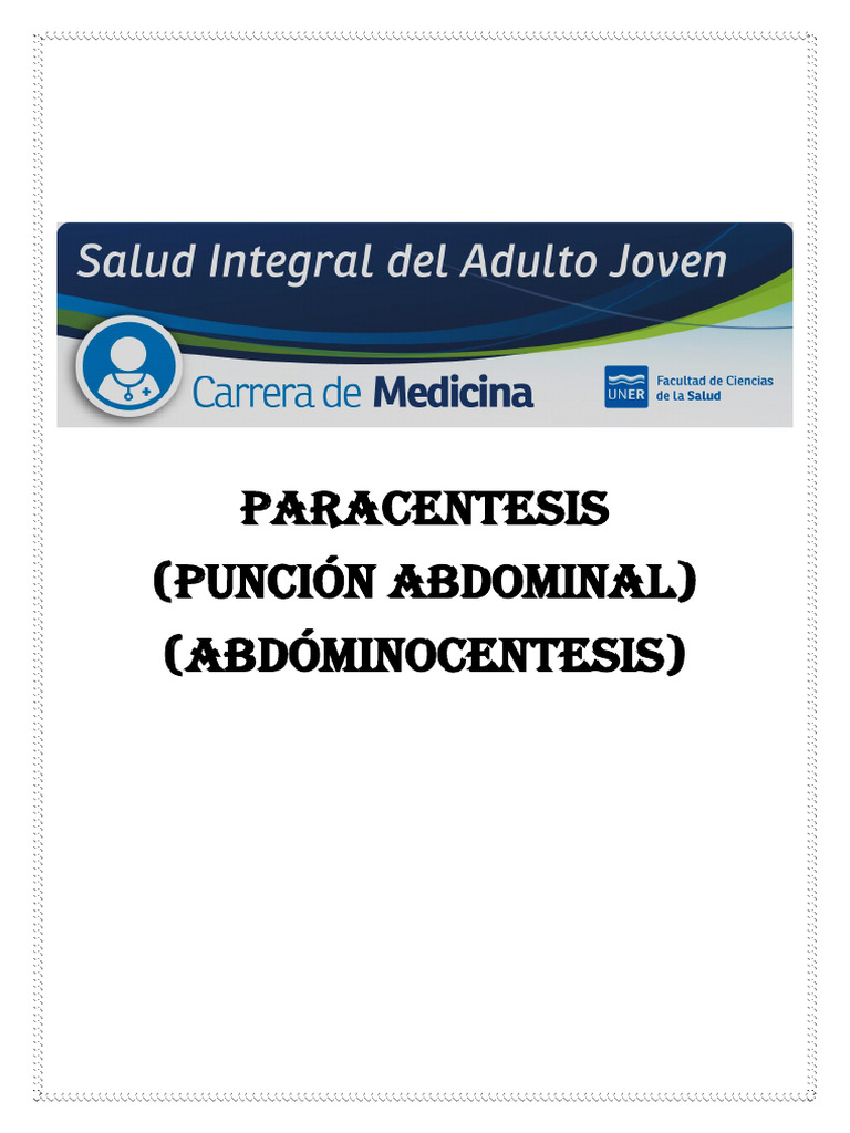 Procedimiento de Paracentesis Abdominal | PDF | Enfermedades digestivas ...
