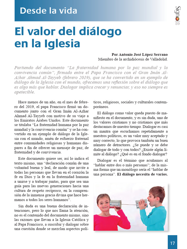 El Valor Del Dialogo en La Iglesia - SIGNO-89-Pliego | PDF | Jesús | Fe