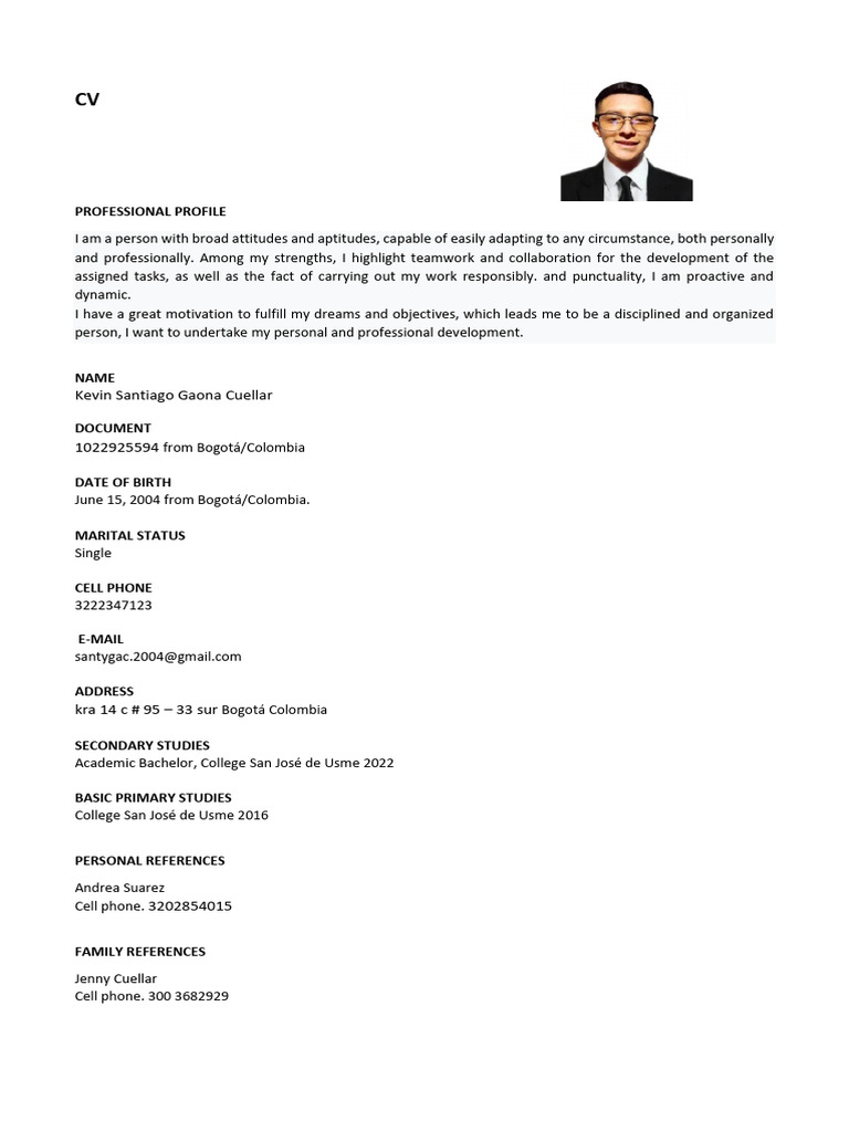 CV1.docxKevin Gaona1 | PDF | Self-Improvement | Wellness