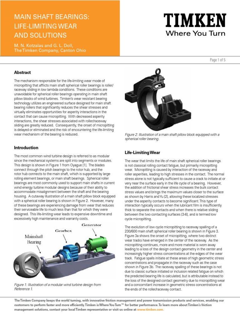 Main Shaft Bearings Life-Limiting Wear and Solutions 9-29-10 | PDF ...