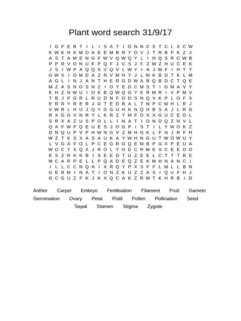 Plant Word Search 31917 7232e 61644a8c | PDF
