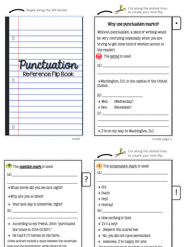 Punctuation Mini Flip (Blank) | PDF | Punctuation | Notation