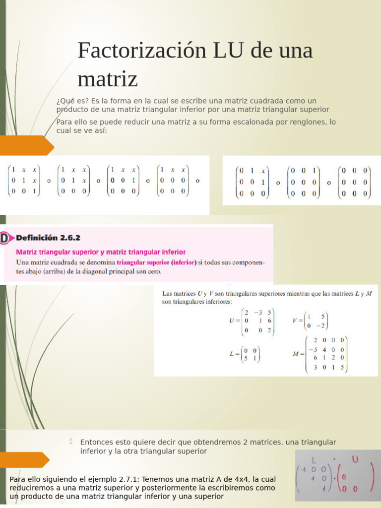 Factorización LU de Una Matriz .1 | PDF | Métodos y materiales de enseñanza
