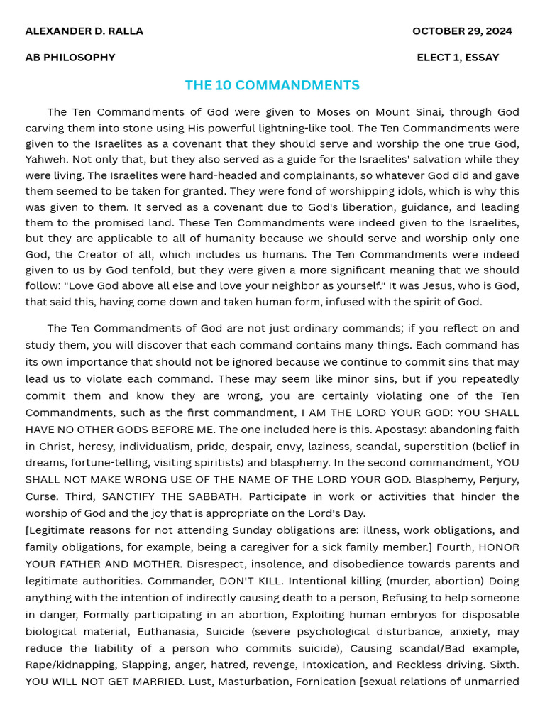 The 10 Commandments | PDF | Ten Commandments | Israelites