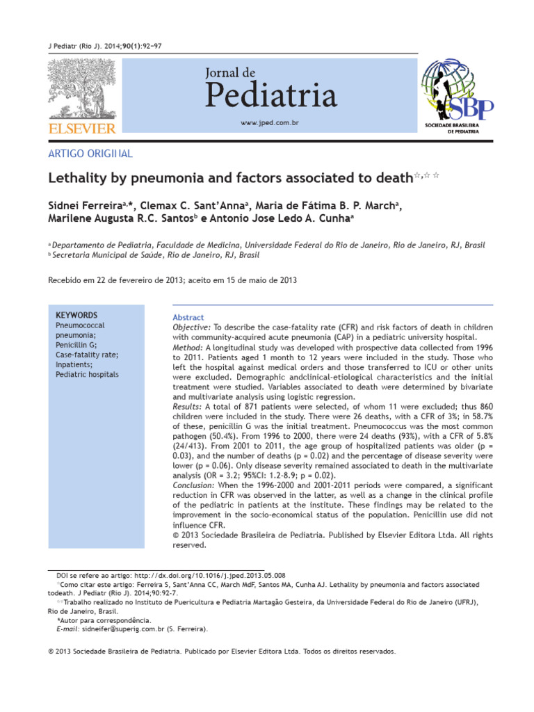 Lethality by Pneumonia and Factors Associated To Death | PDF | Morte ...