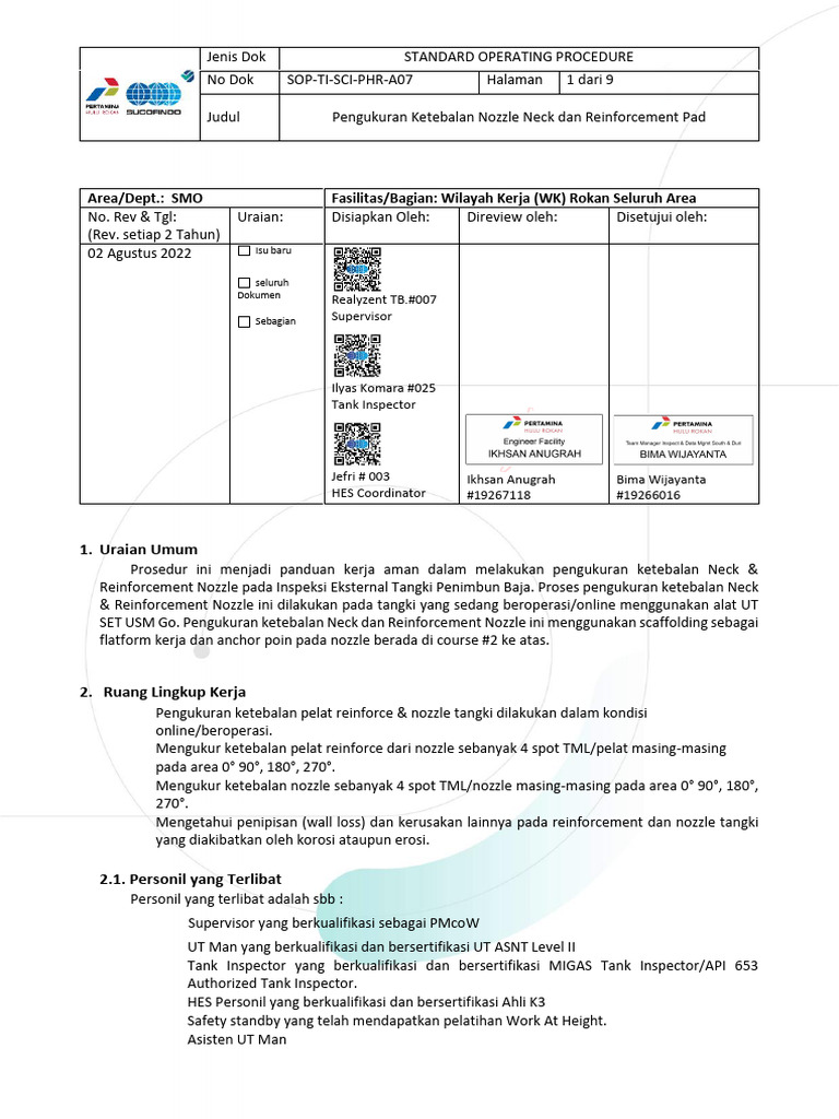 A07 Pengukuran Ketebalan Nozzle Neck Reinforcement Pad | PDF | Teknologi & Rekayasa