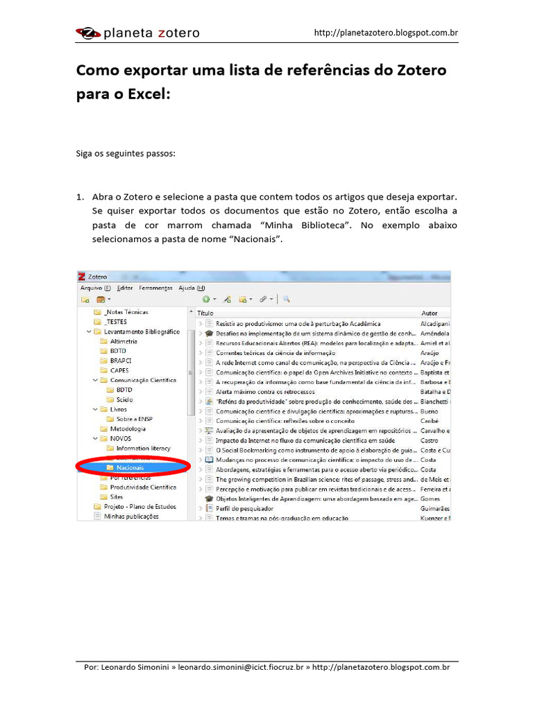 Como Exportar Uma Lista de Referências Do Zotero para o Excel | PDF | Janela (informática ...