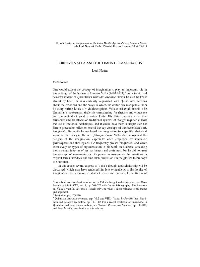 Valla Imagination | PDF | Rhetoric | Soul