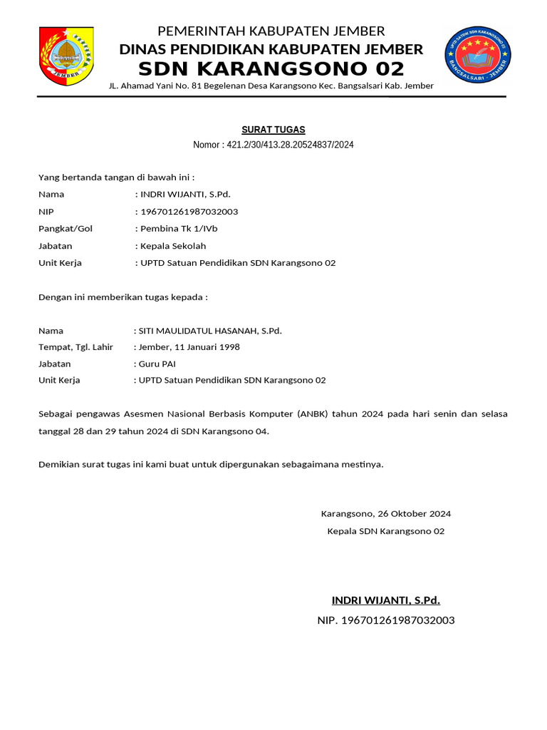 Surat T Ugas Anbk | PDF