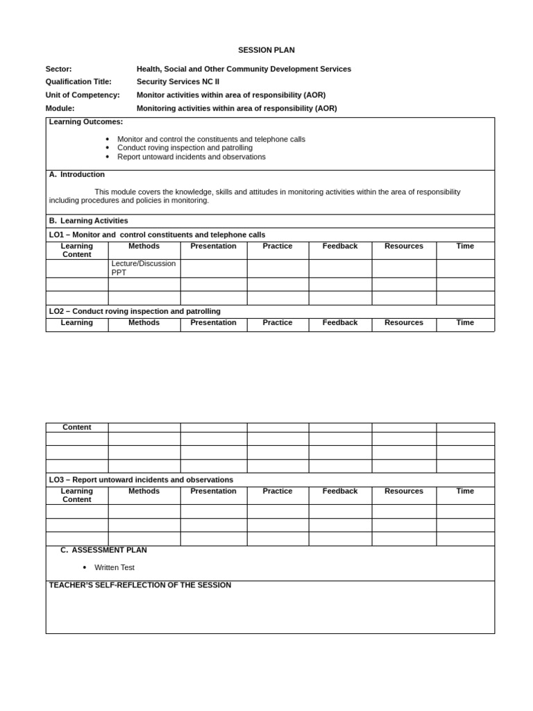 SPTC - Session Plan - Eim NC Ii | PDF