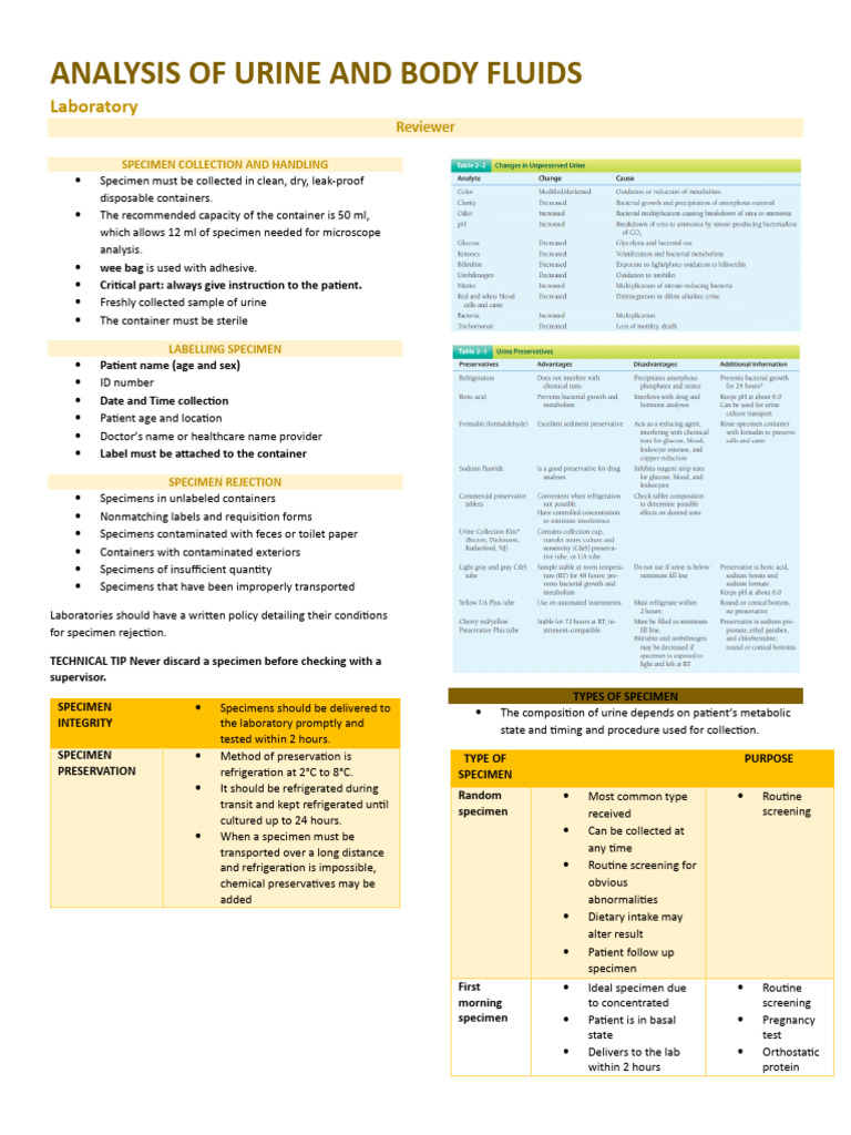 Urine and Body Fluids Analysis Guide | PDF | Urine | Medical Specialties