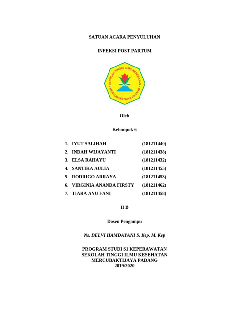 Sap Infeksi Post Partum Kel 6 | PDF | Pengembangan Diri | Sains & Matematika