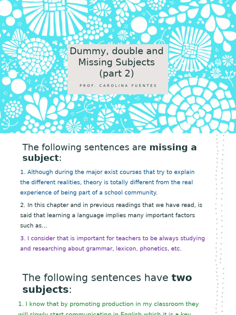 Double and Missing Subjects (Part 2) | PDF | Pronoun | Linguistic ...