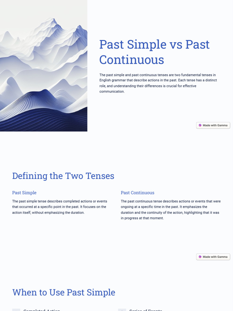 English Past Tenses Explained | PDF | Grammatical Tense | Language ...
