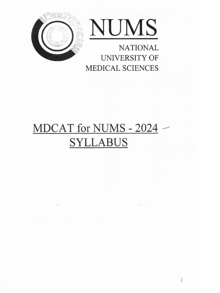 2024 MDCAT NUMS Syllabus1718887277 | PDF
