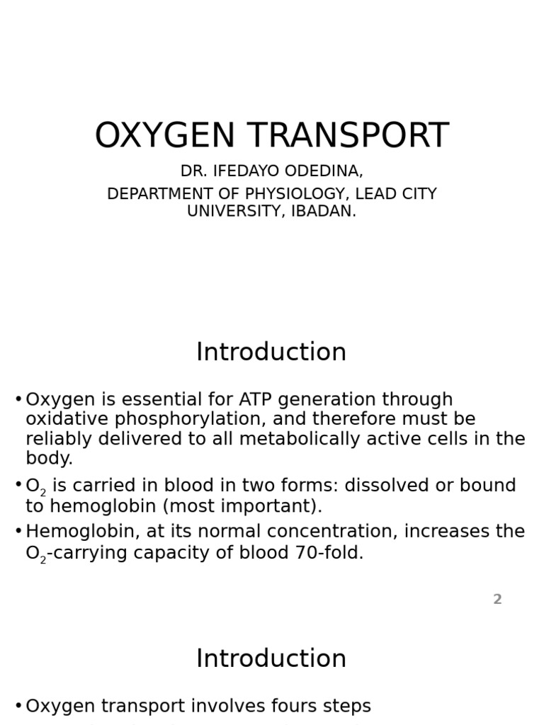Oxygen Transport 081039 | PDF | Hemoglobin | Respiration
