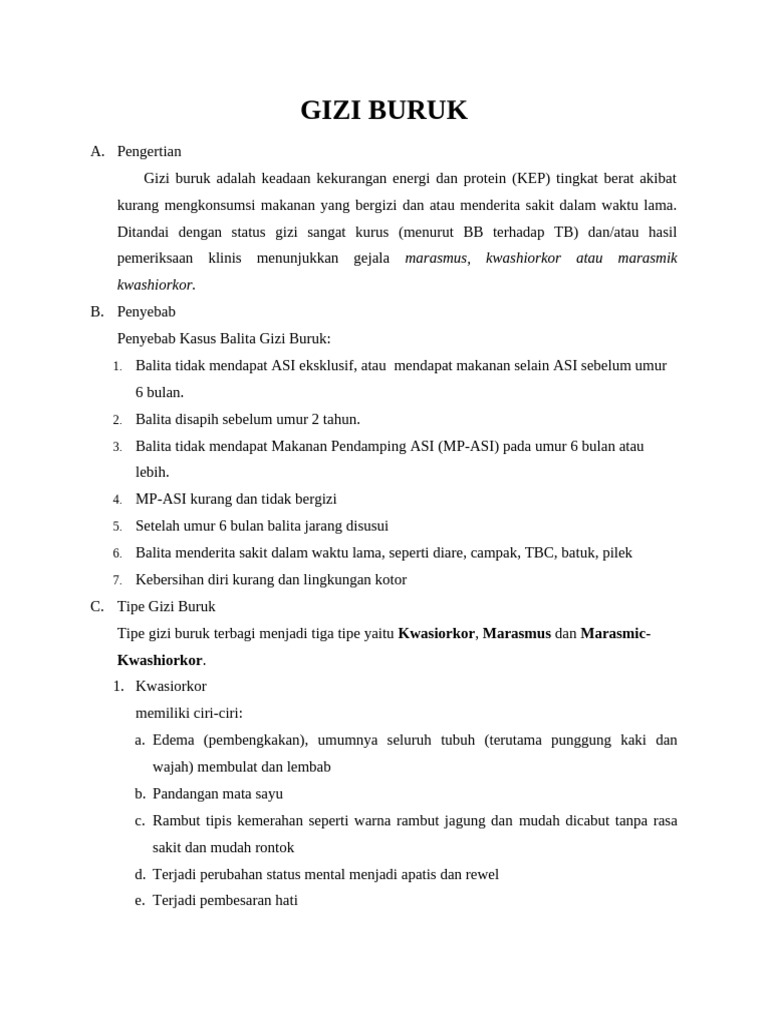 Gizi Buruk | PDF | Sains & Matematika
