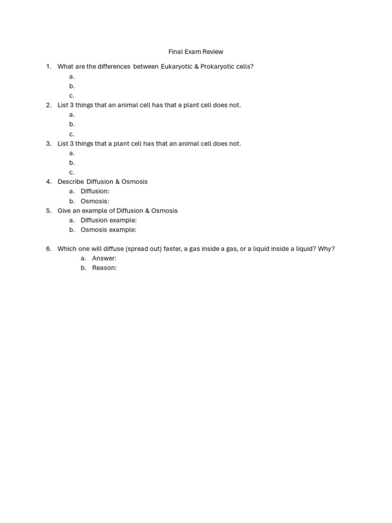 Final Exam Review - Practice Questions | PDF