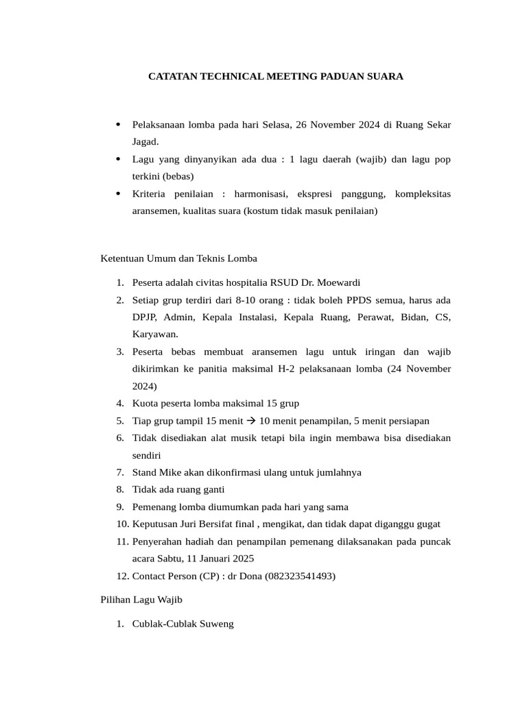 Catatan Technical Meeting Paduan Suara | PDF | Perjalanan | Sains & Matematika